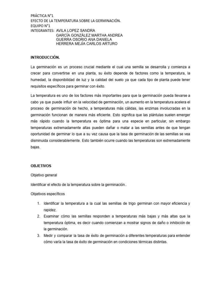 Práctica1 Eq1 | PDF | Germinación | Enzima