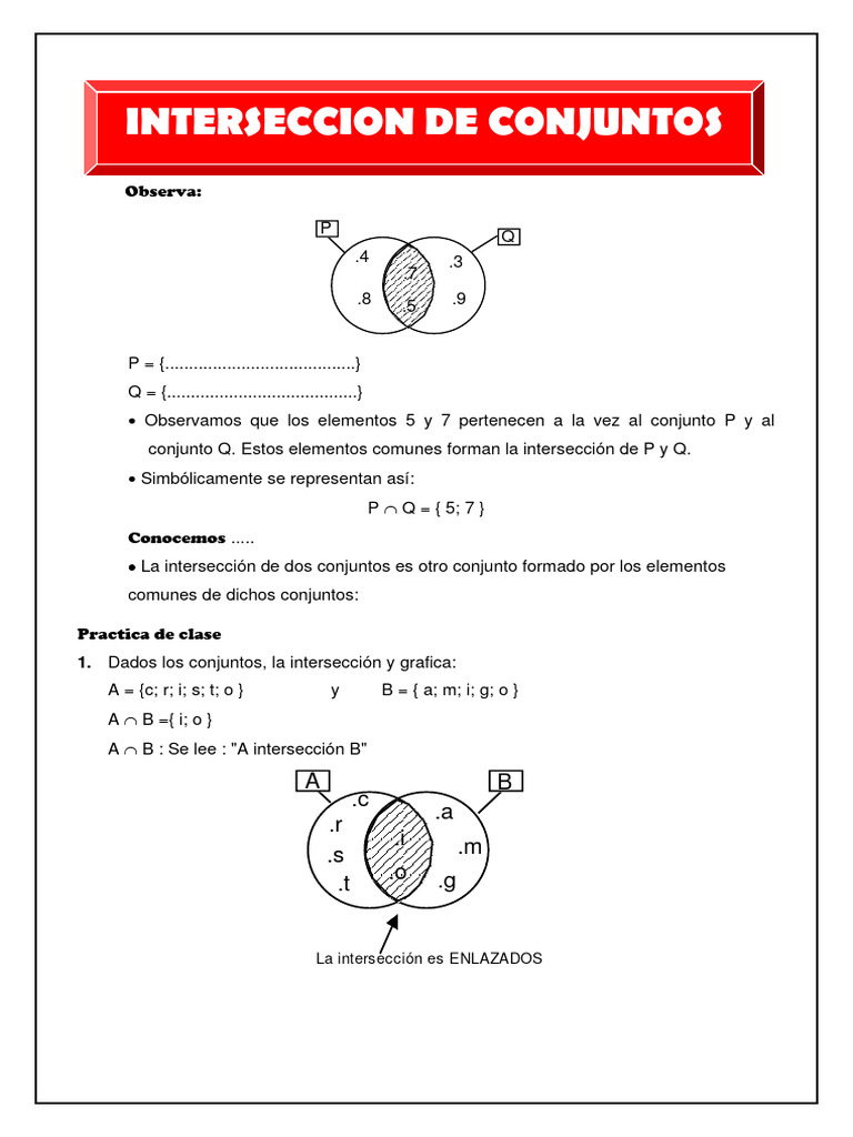 Interseccion y Unión 2do Grado | PDF | Intersección (teoría de conjuntos) | Matemáticas