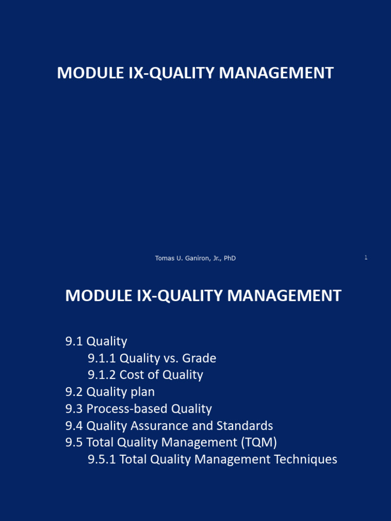 Quality Management Module Overview | PDF | Quality Assurance | Quality ...