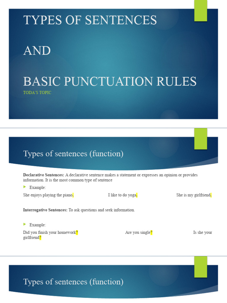 Types of Sentences and Basic Punctuation Rules | PDF | Sentence ...