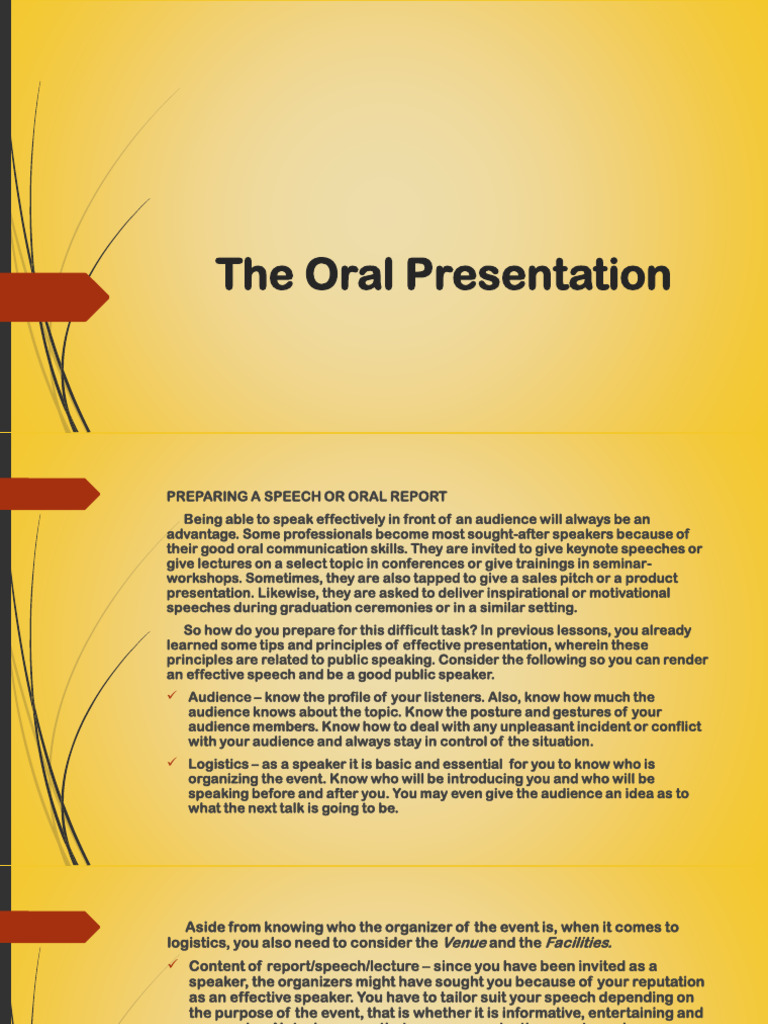 The Oral Presentation-1-1 | PDF | Public Speaking | Nonverbal Communication