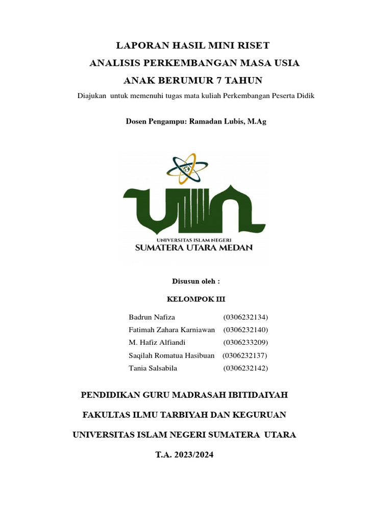 Laporan Hasil Mini Riset Kelompok 3 | PDF | Karier & Perkembangan