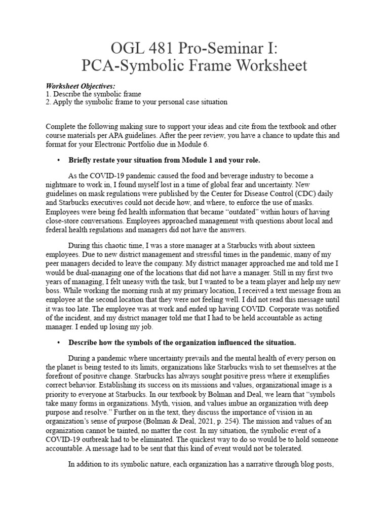 Ogl 481 Symbolic Pca Worksheet - Jeremy Akin1 | PDF | Symbols | Starbucks