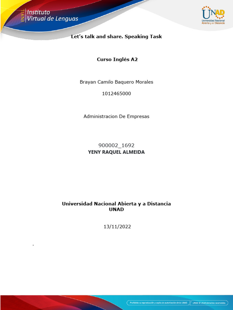 Let's Talk and Share. Speaking Task | PDF | Lingüística | Alimentos