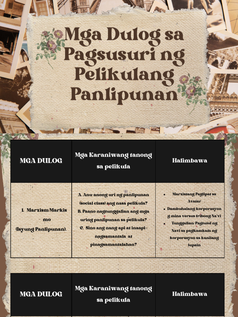 Mga Dulog Sa Pagsusuri NG Pelikulang Panlipunan | PDF