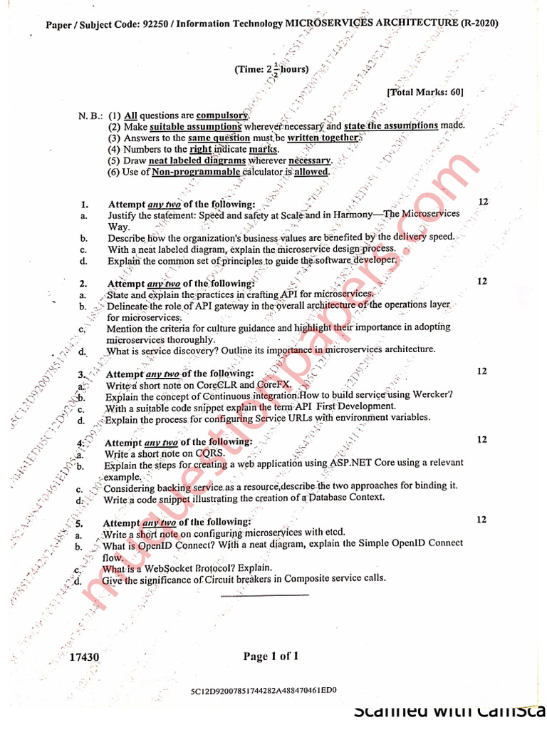 Science Msc-Information-Technology Semester-2 2023 May Microservices-Architecture-Cbcs | PDF