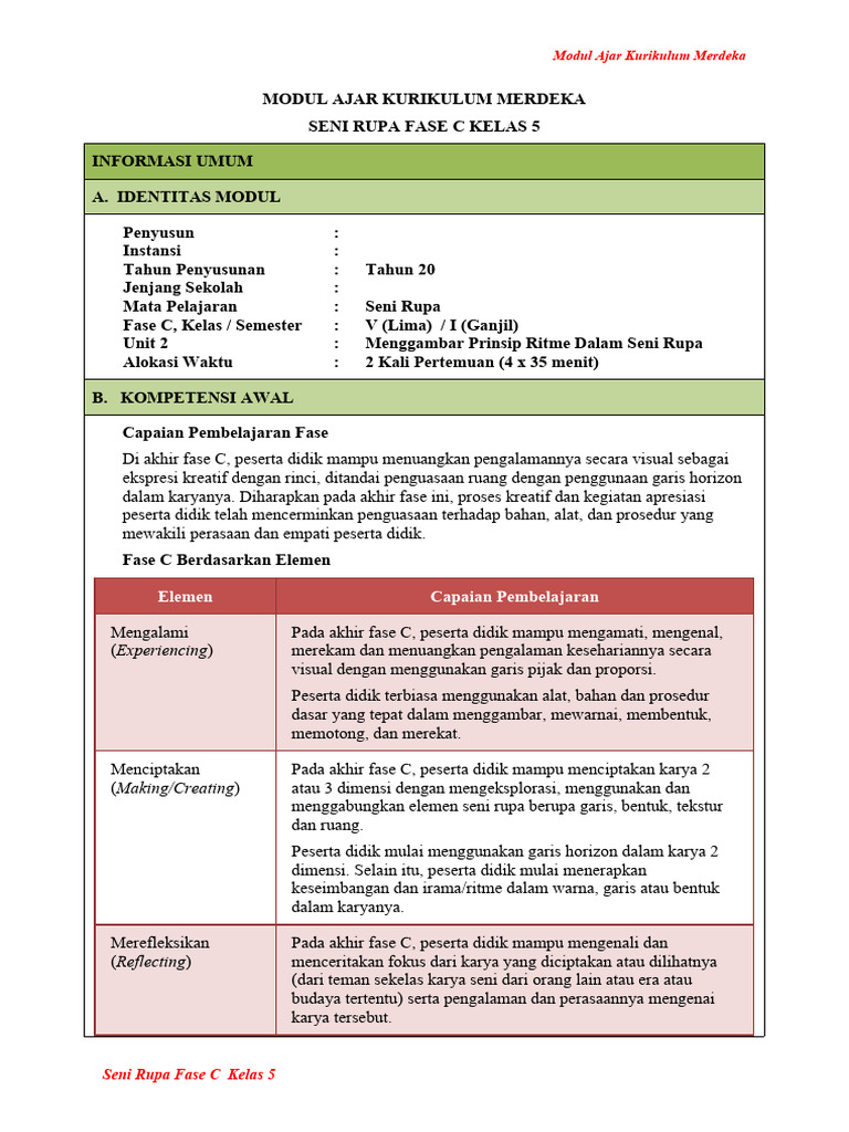 Contoh Modul Ajar | PDF | Seni