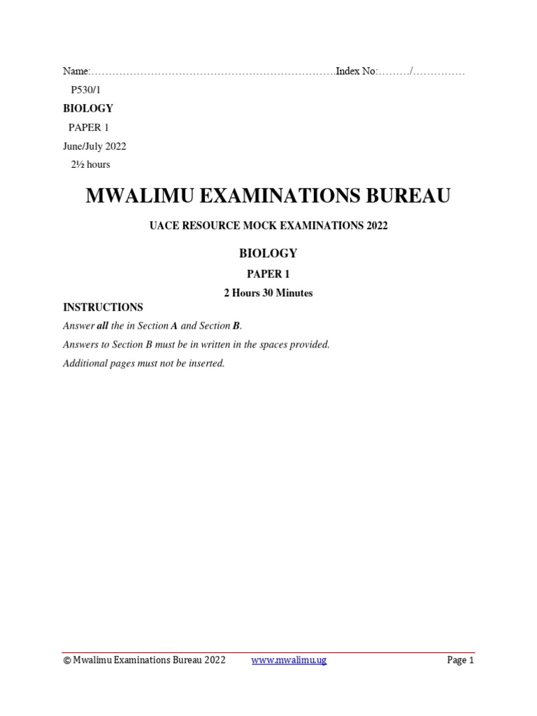 MEB Biology P1,2022 | PDF | Cell (Biology) | Blood Type