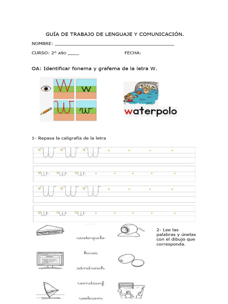 Guía de Lenguaje Letra W | PDF | Estudios de idiomas extranjeros | Arte