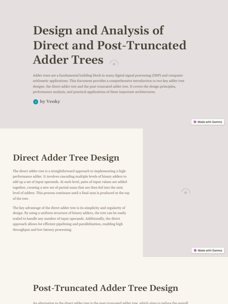 Design and Analysis of Direct and Post Truncated Adder Trees | PDF ...