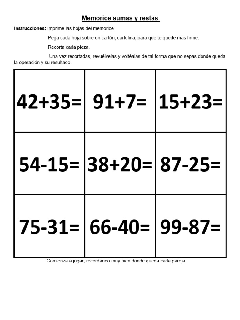 Memorice Matematico | PDF | Métodos y materiales de enseñanza | Arte