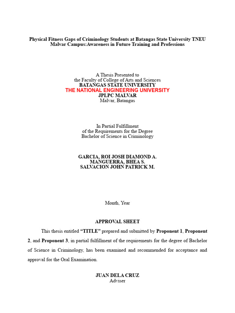Cas Thesis Format 1 | PDF | Physical Fitness | Thesis