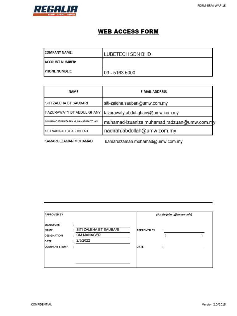 3.0 Web Access Form (V2.0) | PDF