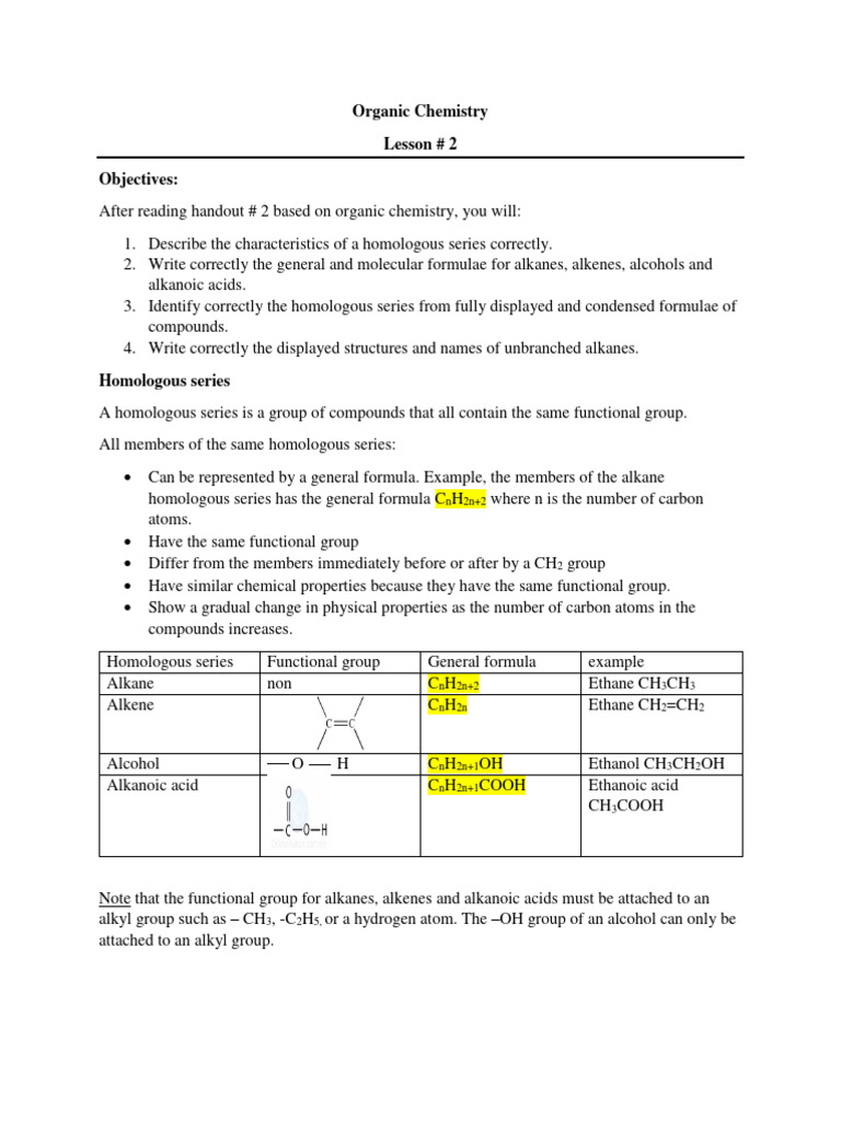 Homologous Series | PDF | Alkane | Alkene