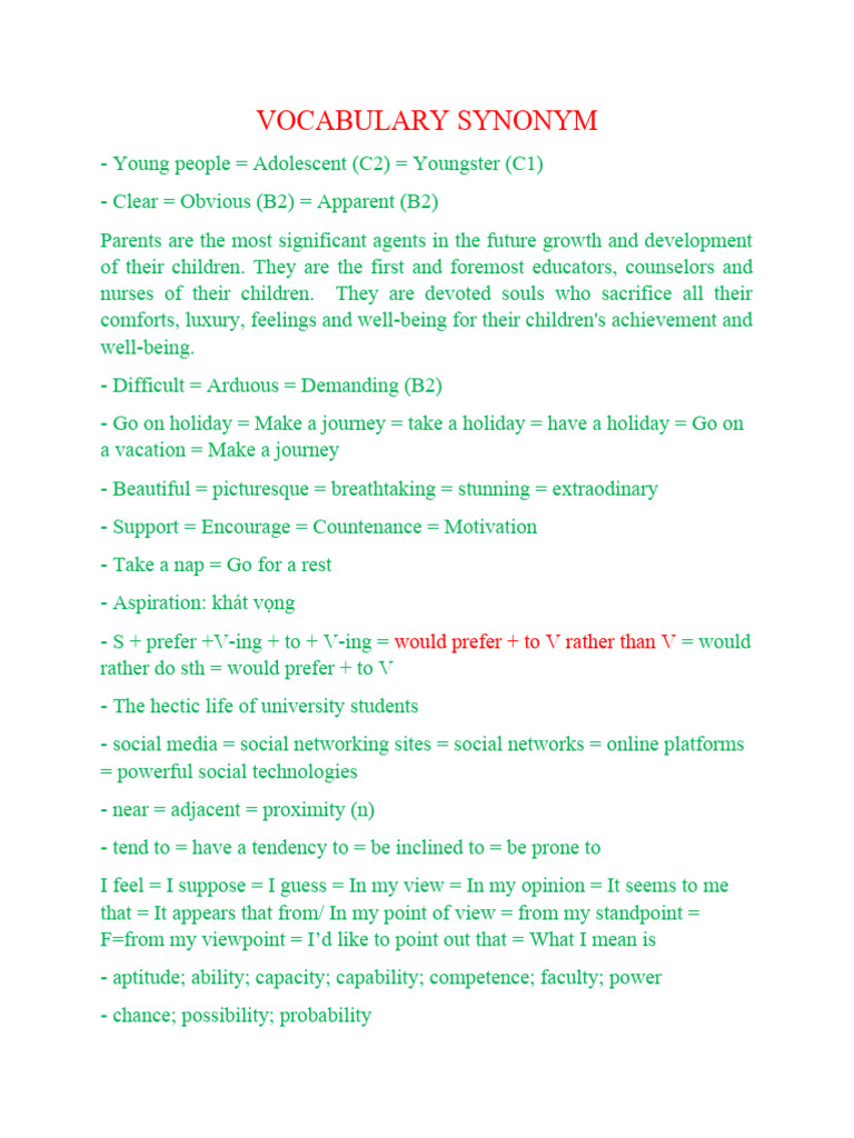 Vocabulary Synonym | PDF | Social Psychology | Psychology