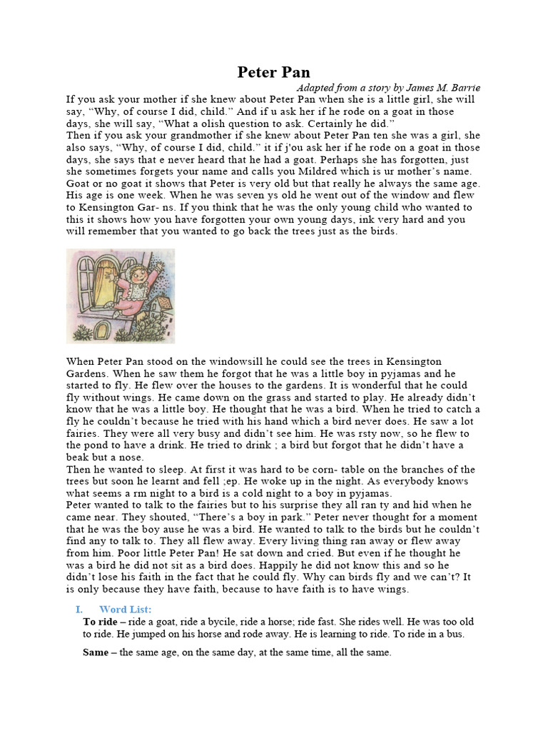 Peter Pan: Adapted From A Story by James M. Barrie | PDF | Peter Pan
