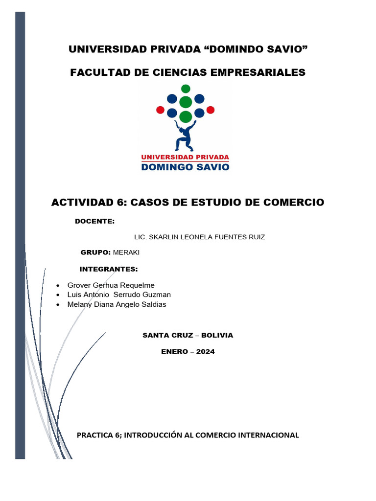 ACTIVIDAD 6 Caso de Estudio y Ejercicios Prácticos | PDF | Balance de pagos | aduana