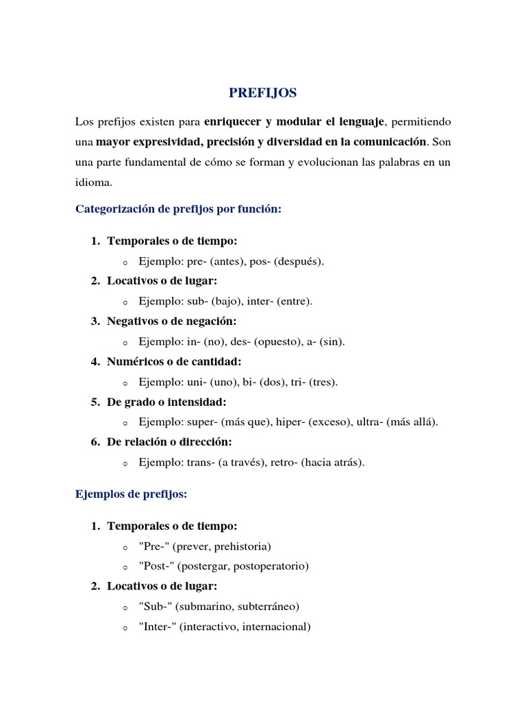 PREFIJOS | PDF | Artes del Lenguaje y Comunicación