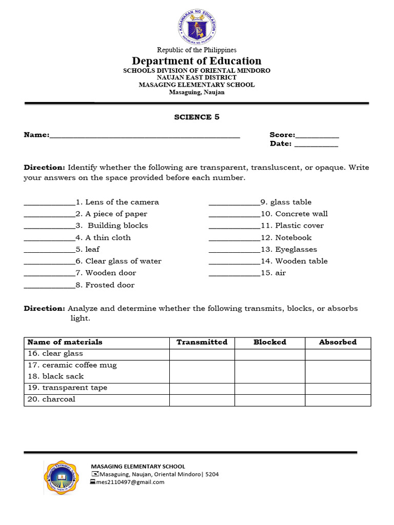 Grade 5 Science Summative Test Q3 | PDF | Earth Sciences