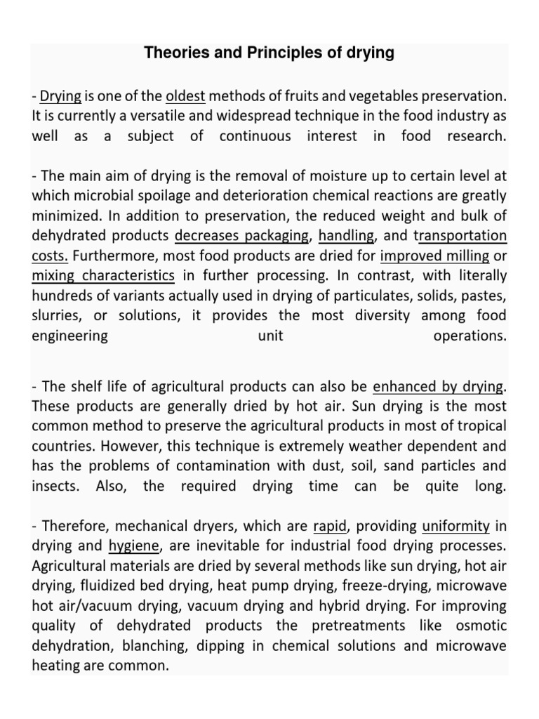 Theories and Principles of Drying | PDF | Water | Adsorption