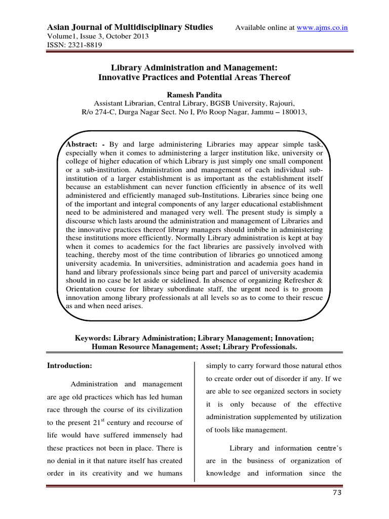 Library_Administration_and_Management_In | PDF | Employment | Libraries