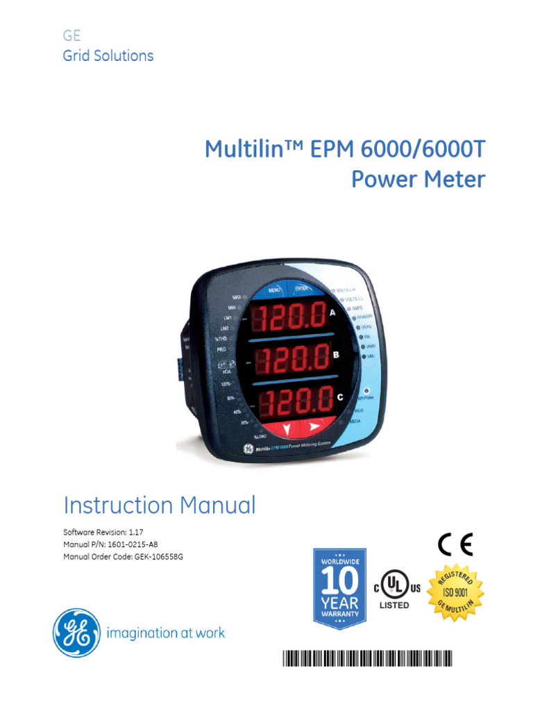 GE EPM6000 Datasheet - Power meter | PDF | Ac Power | Physical Quantities