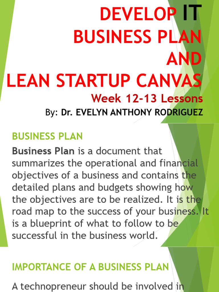 Chapter 6 Develop IT Business Plan and Lean Startup Canvas by Doc EVY | PDF | Business Plan ...