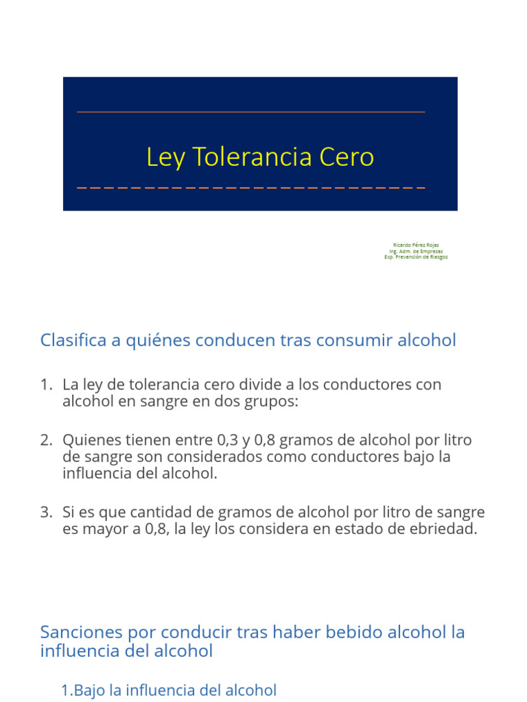 Ley Tolerancia Cero y Sanciones DUI | PDF | Bebidas alcohólicas
