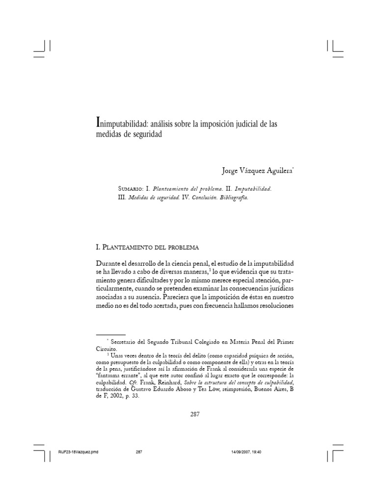 Inimputabilidad | PDF | Derecho penal | Intención (Derecho Penal)