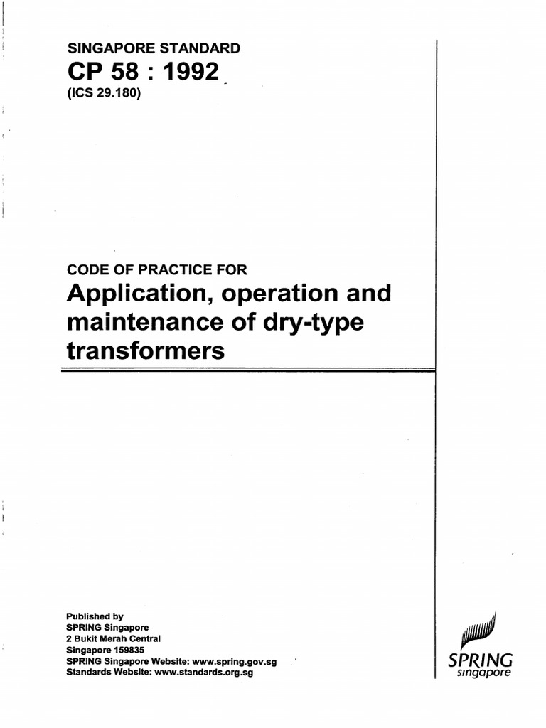 CP 58 1992 Application Operation and Maintenance of Dry Type ...