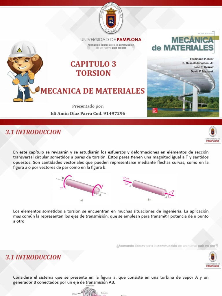 Presentación Cap 3 Torsión | PDF | Deformación (ingeniería) | Rotación