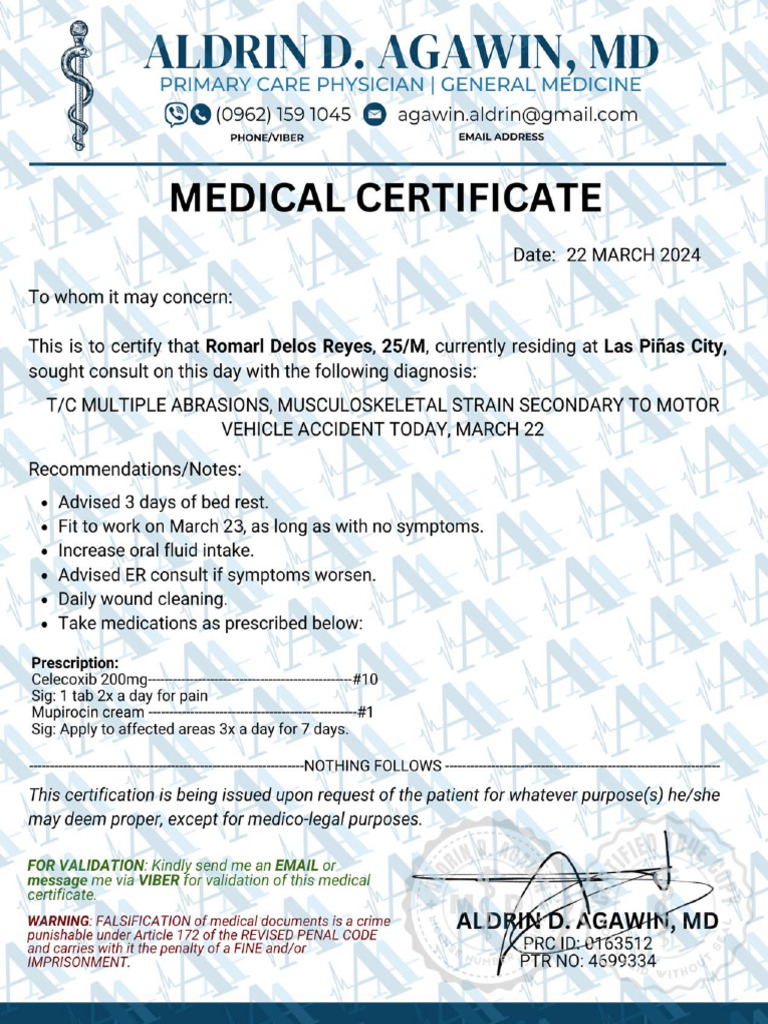 Medical Cert | PDF