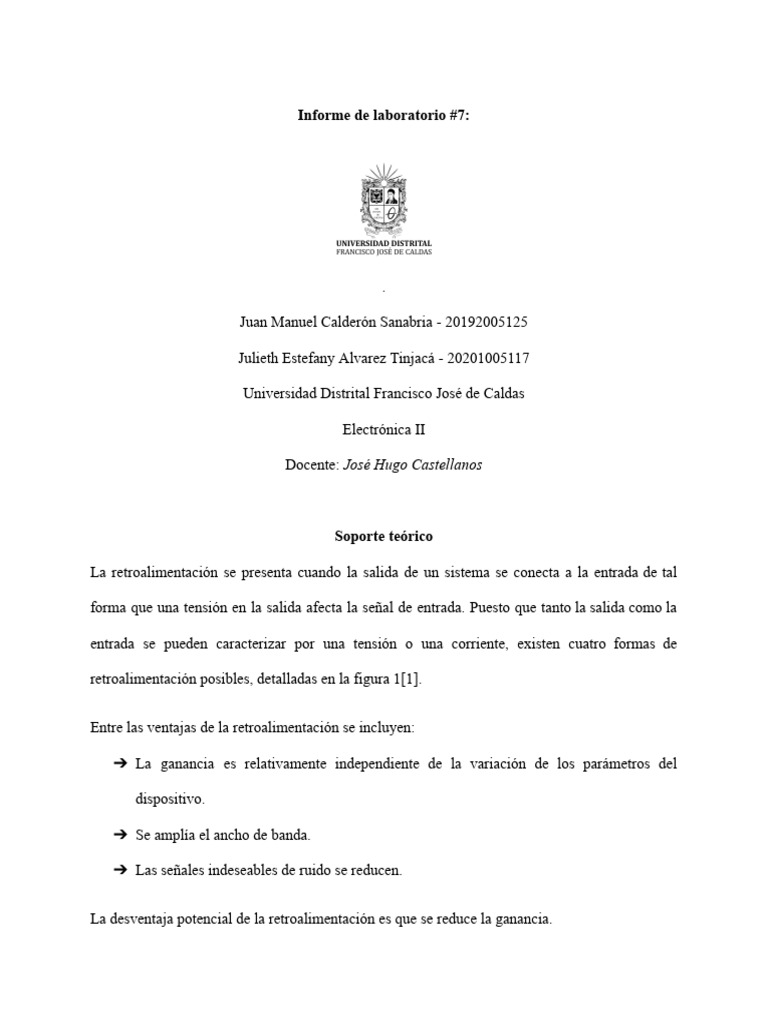 Lab7 Ele2 | PDF | Amplificador | Electrónica
