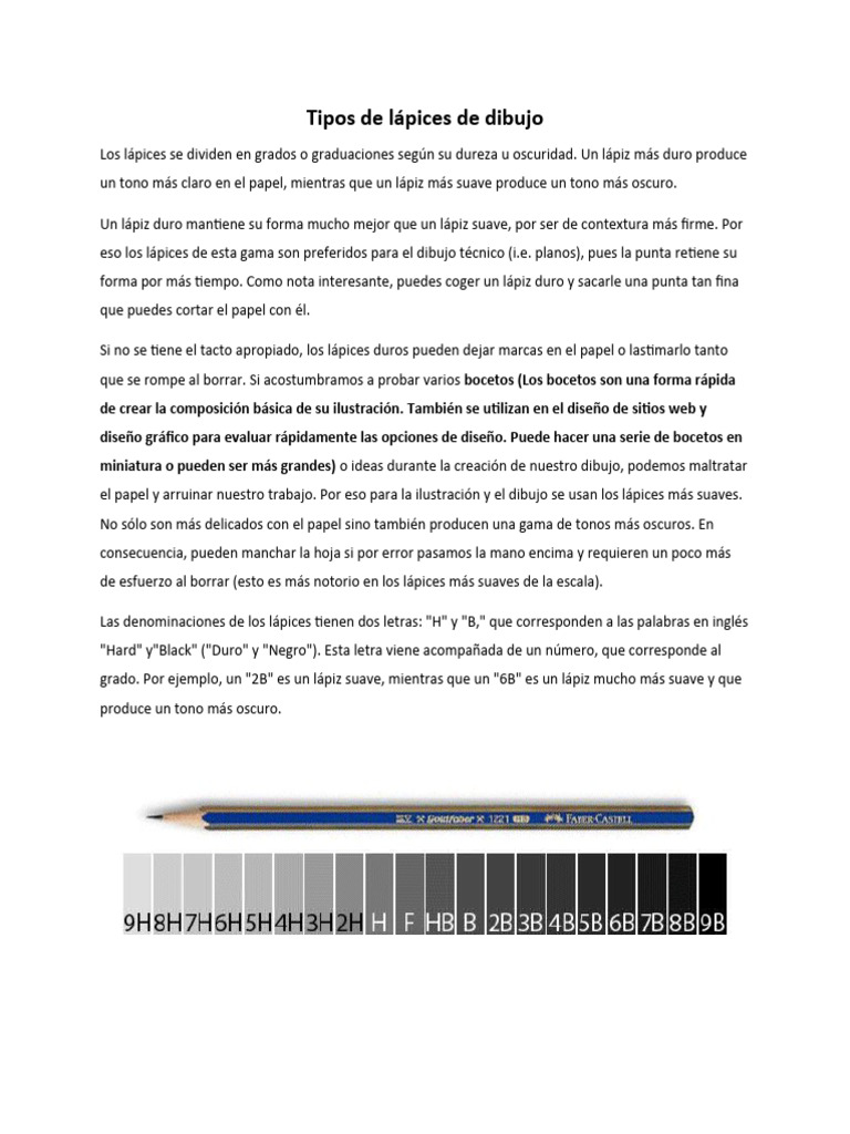 Tipos de Lápices de Dibujo | PDF | Lápiz | Dibujo