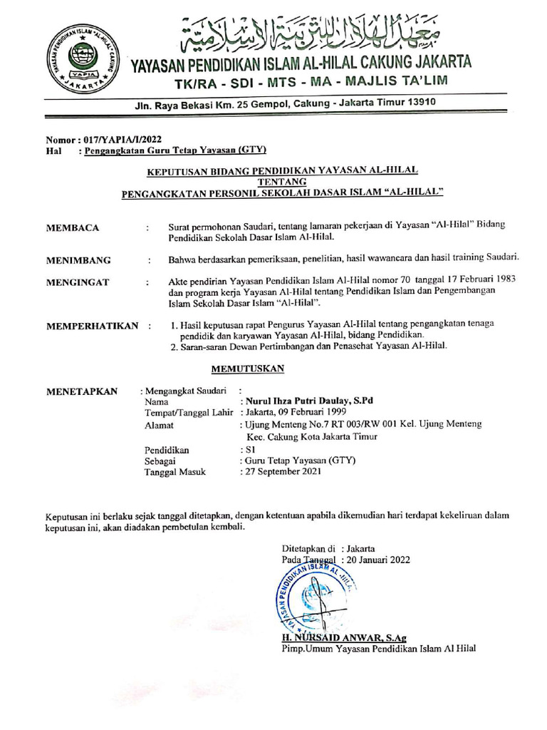 SK Gty Bu Putri | PDF