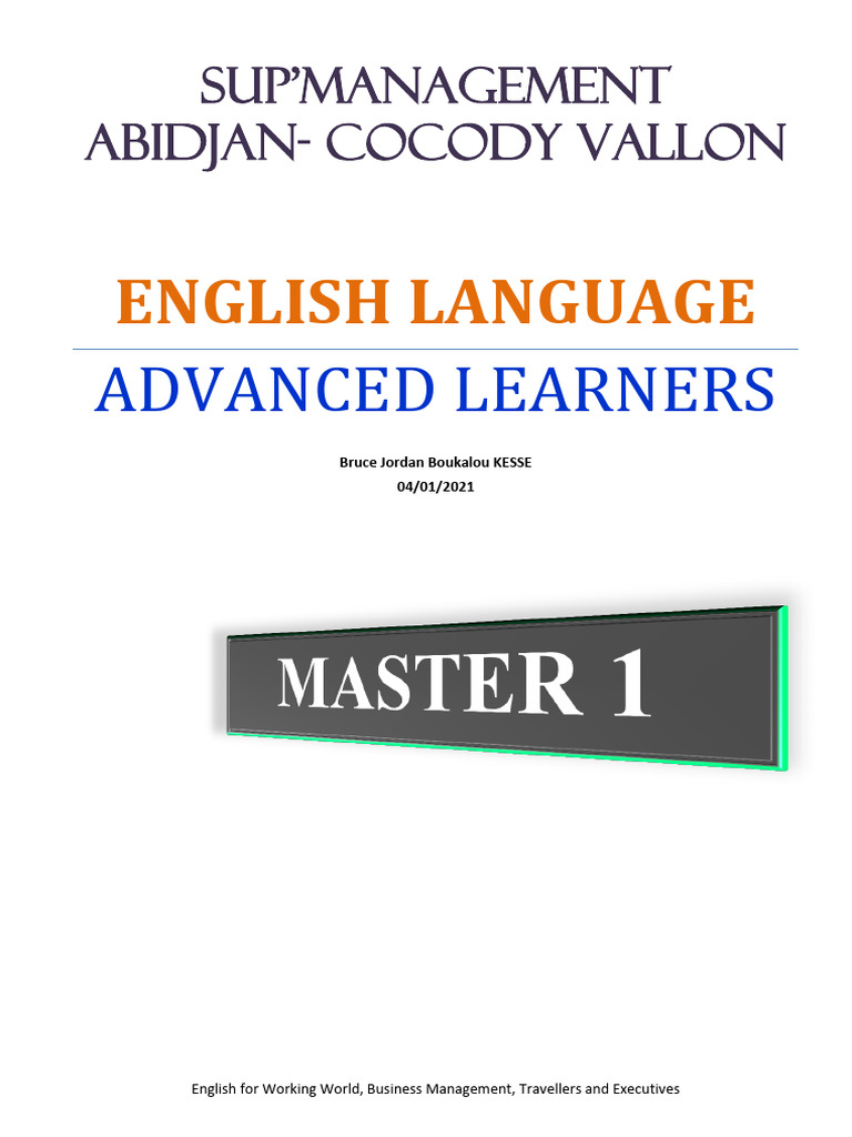Master 1 English Lessons | PDF | Phrase | Preposition And Postposition