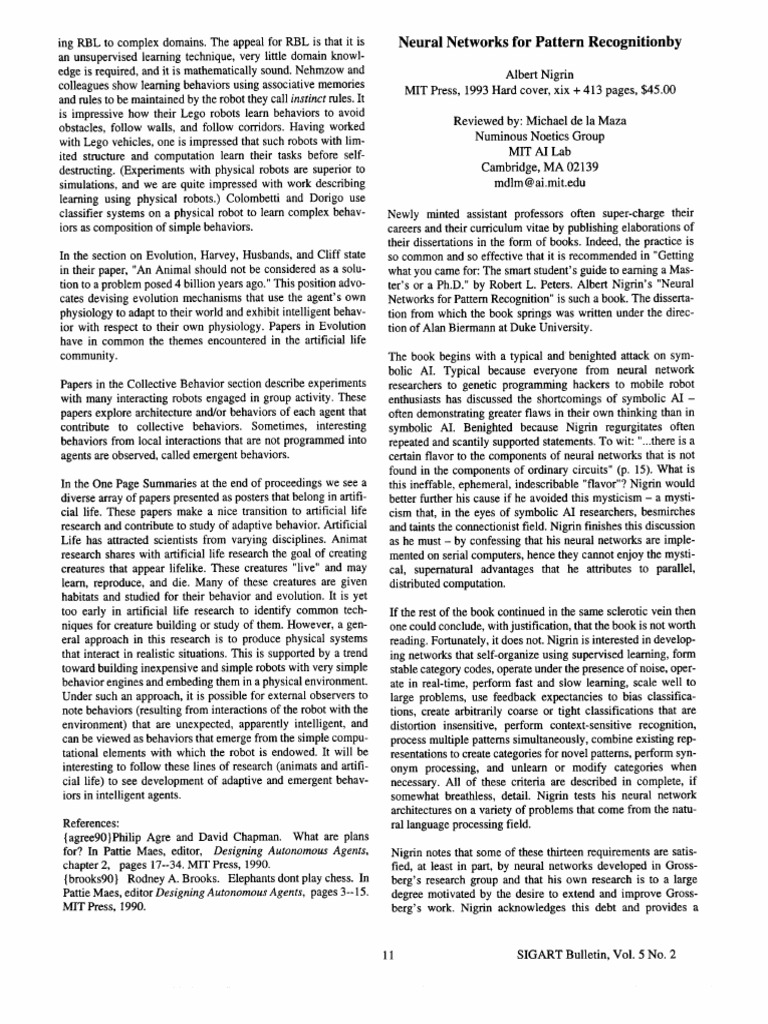 Book Review Neural Networks For Pattern | PDF | Artificial Intelligence | Intelligence (AI ...