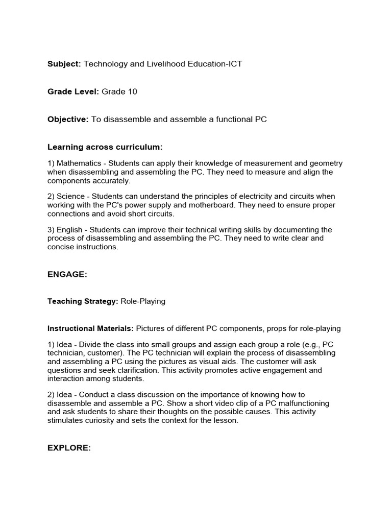 Lesson Plan | PDF | Personal Computers | Learning