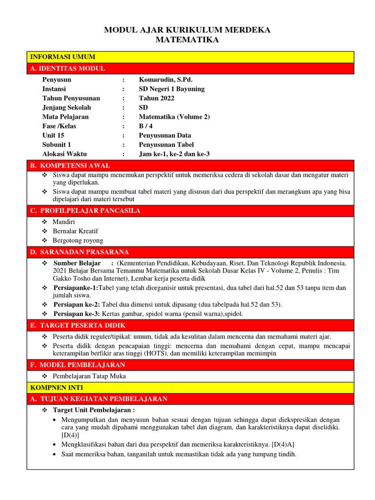 Unit 15 - Matematika Kelas 4 | PDF