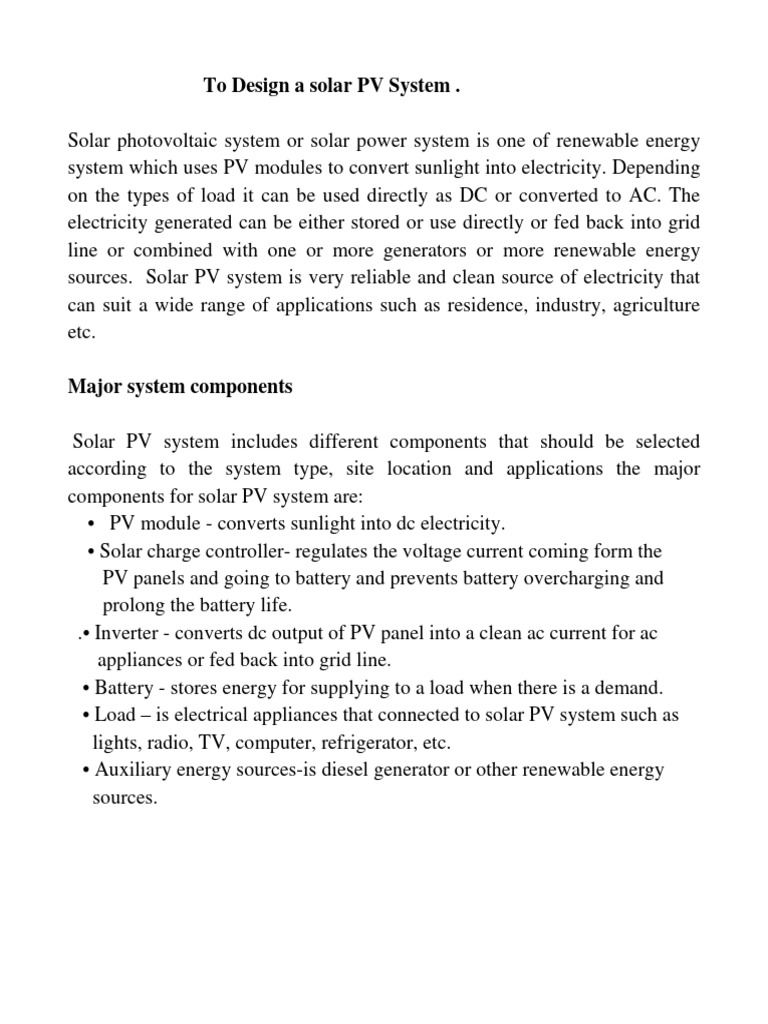 To Design A Solar PV System - 8 | PDF | Photovoltaic System | Solar Power