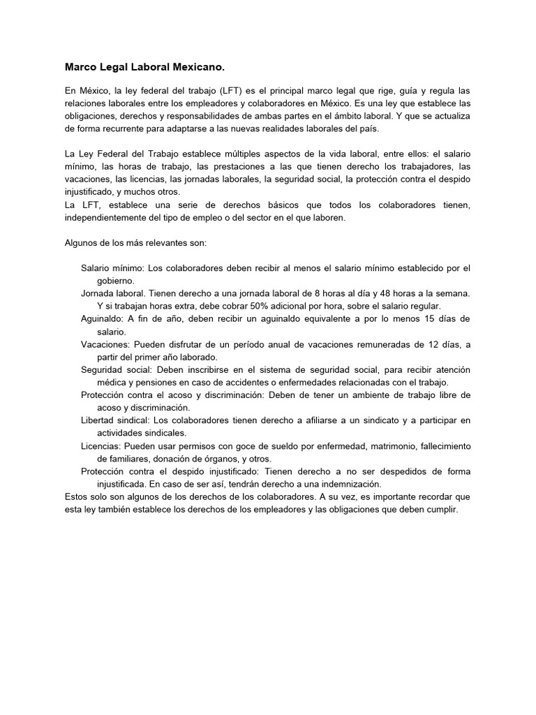 Marco Legal Laboral | PDF | Derecho laboral | Amoníaco