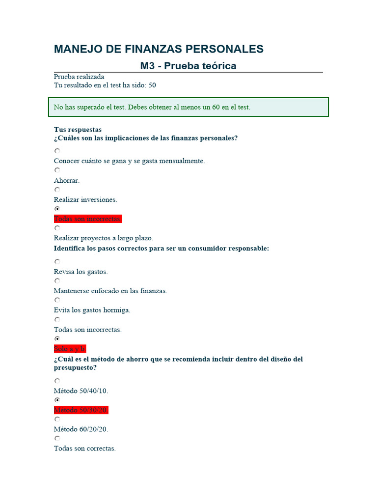 Manejo de Finanzas Personales Modulo 3 | PDF