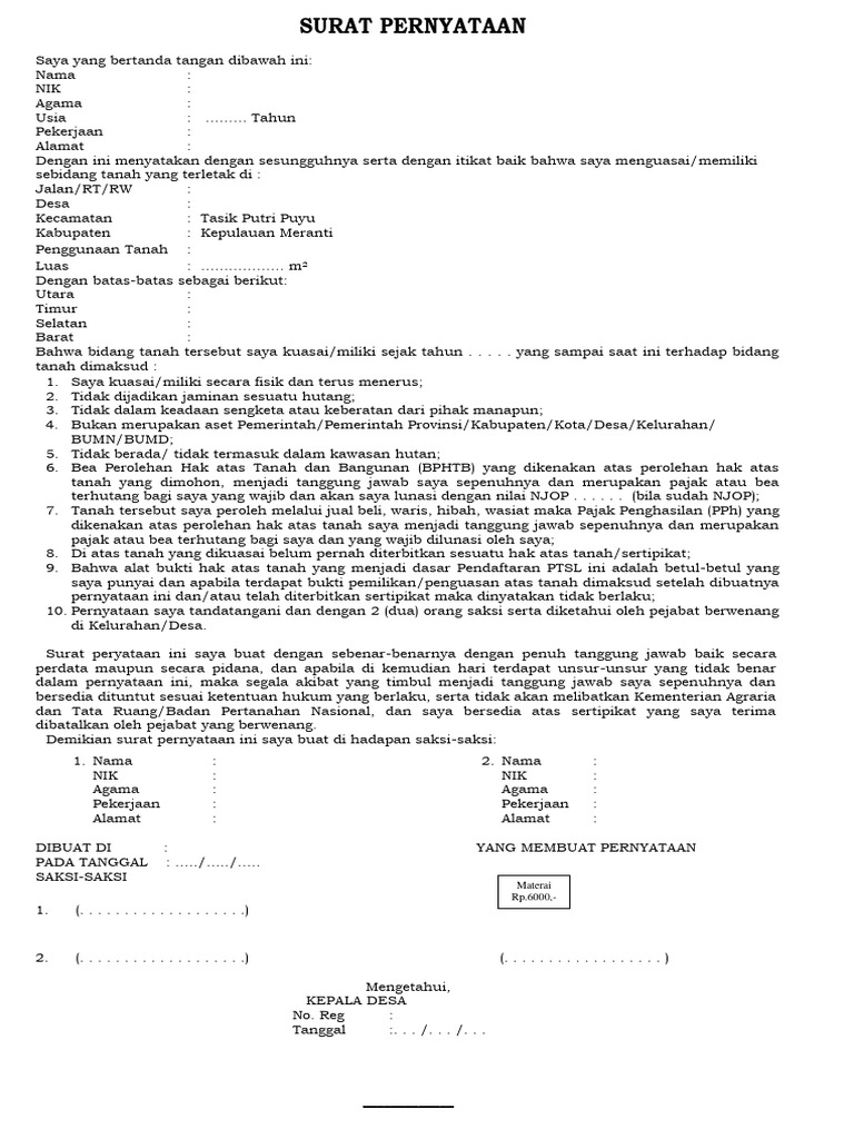 Blangko Yuridis Kosong - 1 BPN | PDF