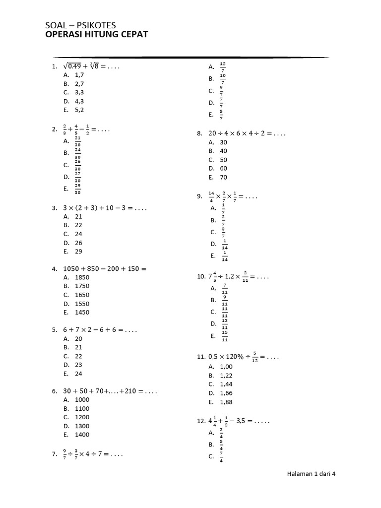 Operasi Hitung Cepat | PDF | Teaching Methods & Materials