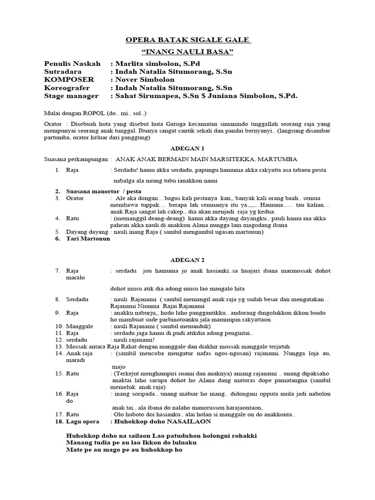 Sigale Gale Dengan Tonggo Inang Nauli Basa - 025717 | PDF | Seni | Puisi