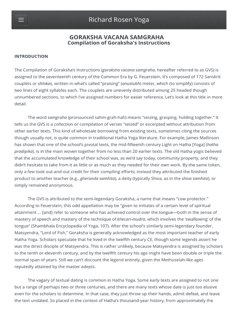 Goraksha Vacana Samgraha | Download Free PDF | Kundalini Yoga | Yoga