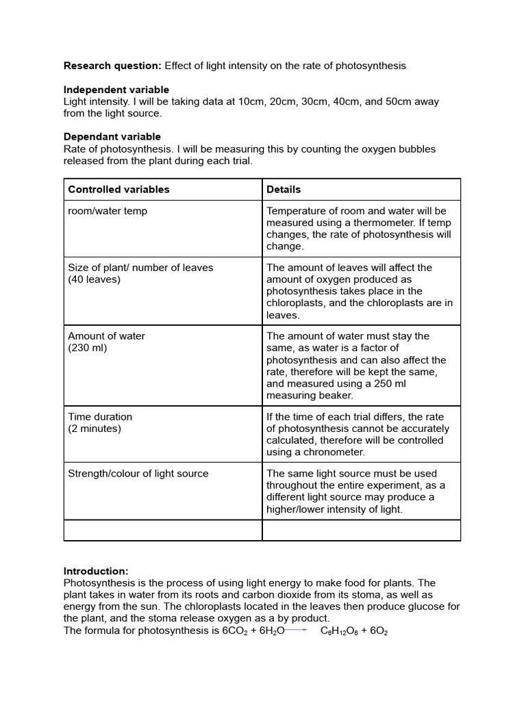 Lab Report | PDF | Photosynthesis | Plants