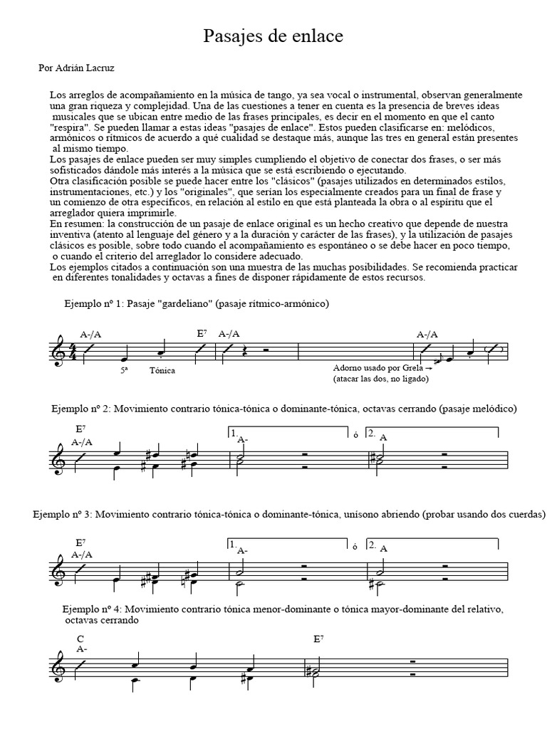 Pasajes de Enlace en Tango: Guía Práctica | PDF | Elementos de la ...
