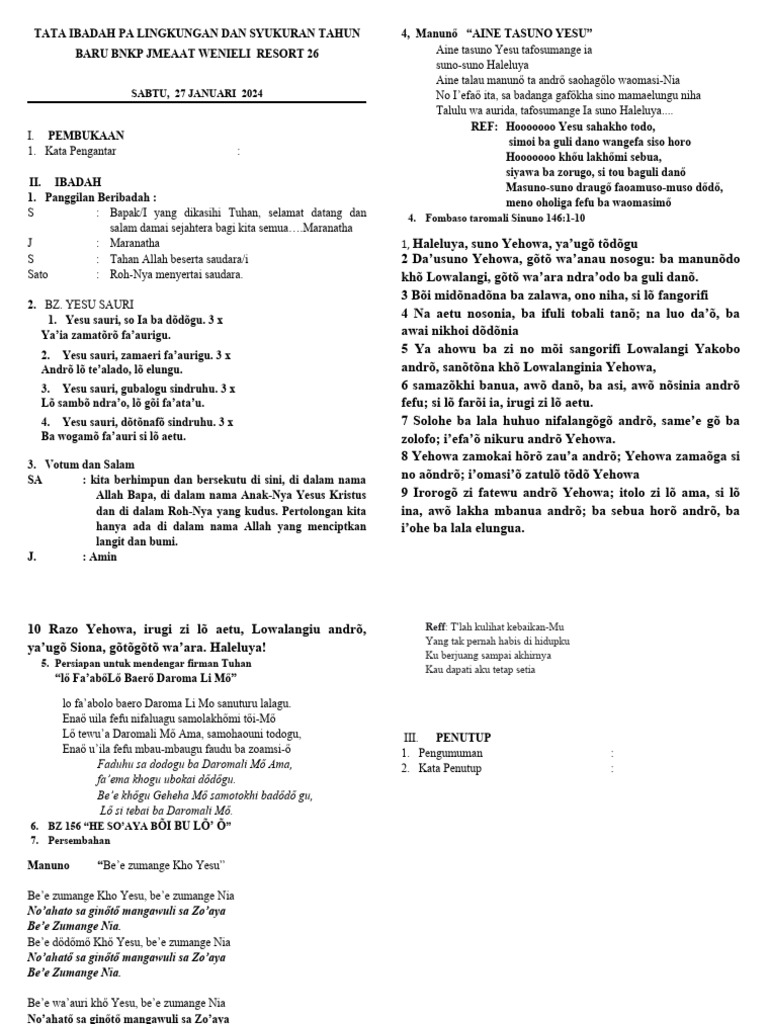 Tata Ibadah Pa Ling 1-2 | PDF