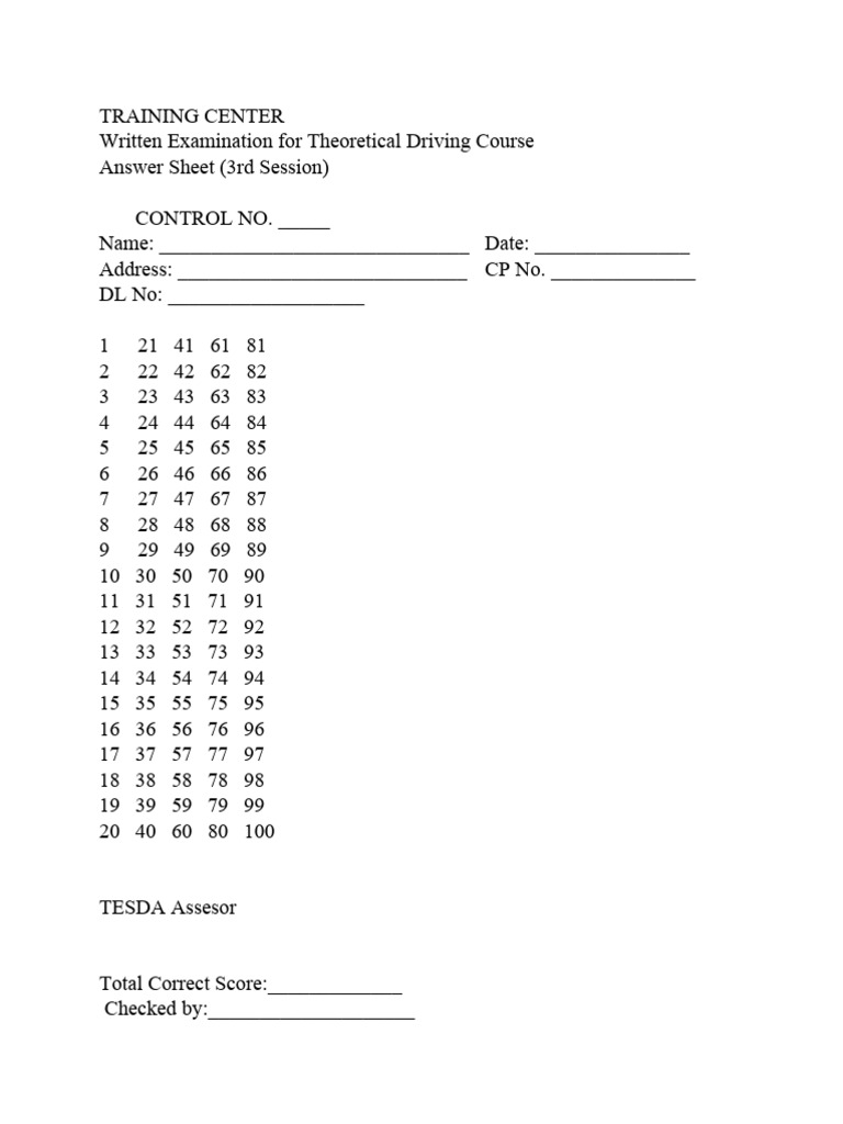 TDC Answer Sheet | PDF